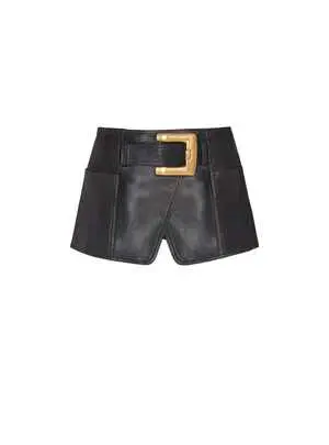 Balmain Belted Leather Mini Skirt