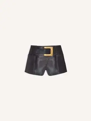 Balmain Belted Leather Mini Skirt
