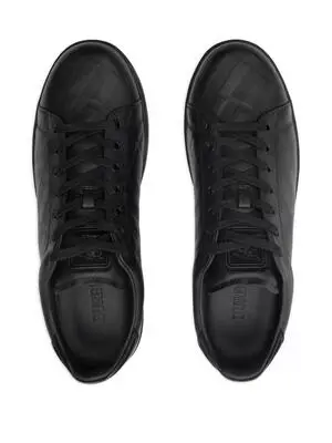 Burberry Embossed-check Leather Low-top Sneakers - Black