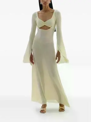 MANURI Nina Flared-detail Maxi Dress - Neutrals