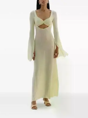 MANURI Nina Flared-detail Maxi Dress - Neutrals