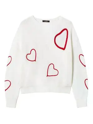 TWINSET Embroidered Heart Sweater - White