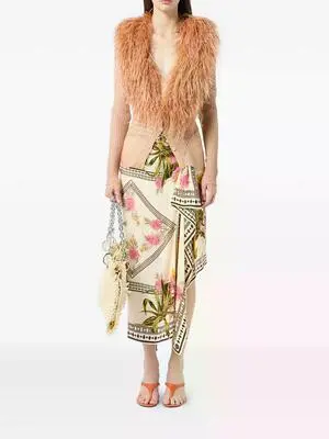 Blumarine Floral-print Asymmetric Skirt - Neutrals