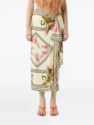 Blumarine Floral-print Asymmetric Skirt - Neutrals