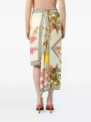 Blumarine Floral-print Asymmetric Skirt - Neutrals