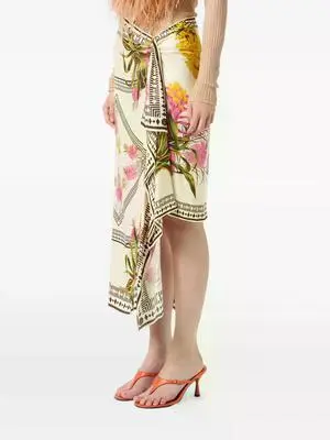 Blumarine Floral-print Asymmetric Skirt - Neutrals