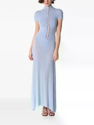 MANURI Pearl-embellished Maxi Dress - Blue