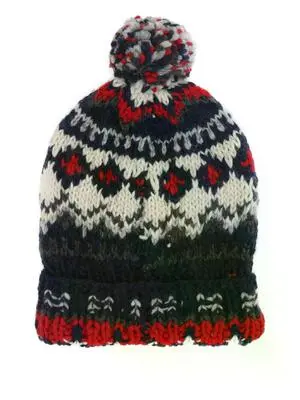 CHAMULA Fair Isle-pattern Pom-pom Beanie - Blue