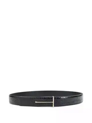 TOM FORD Crocodile-effect Metal Belt - Black