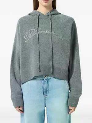 Blumarine Rhinestone-embellished Hoodie - Grey