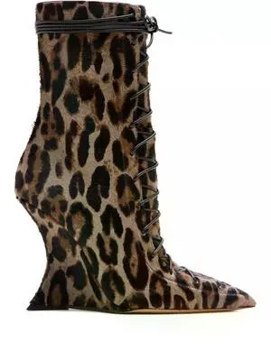 Paris Texas Leopard Print Lace-up Boots