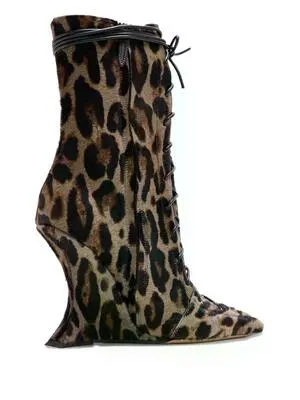 Paris Texas Leopard Print Lace-up Boots