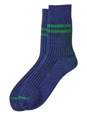 ROTOTO Striped Ribbed Socks - Blue