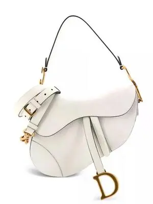 Dior Saddle Handbag With Strap - White