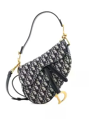 Dior Saddle Handbag With Strap Oblique Canvas Medium Shoulder Bag - Blue