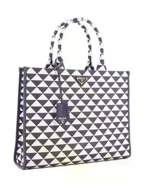 Prada Symbole Shopper Jacquard Large Tote Bag - Blue