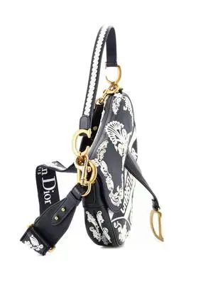 Dior Saddle Handbag Embroidered Calfskin Medium - Blue