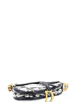 Dior Saddle Handbag Embroidered Calfskin Medium - Blue