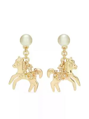 Tory Burch Curiosity Horse-charm Drop Earrings - Gold