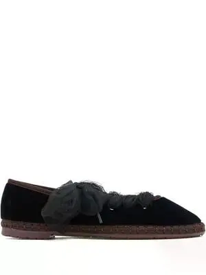 FLABELUS Ginevra Tulle Ribbon Espadrilles - Black