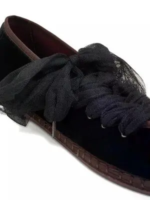 FLABELUS Ginevra Tulle Ribbon Espadrilles - Black