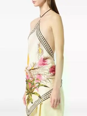 Blumarine Floral-print Sleeveless Top - Neutrals