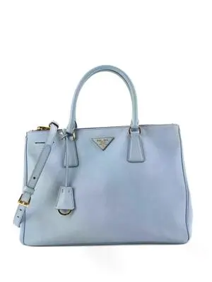 Prada Double Zip Lux Saffiano Leather Medium Tote - Blue