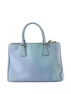 Prada Double Zip Lux Saffiano Leather Medium Tote - Blue
