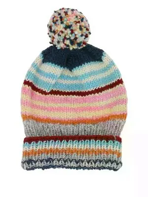 CHAMULA Striped Pom-pom Beanie