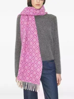 Tory Burch T-monogram Fringed Scarf - Pink