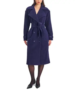 MISS CIRCLE NEW YORK Jaelyn Wool-blend Boucle Coat - Midnight Blue