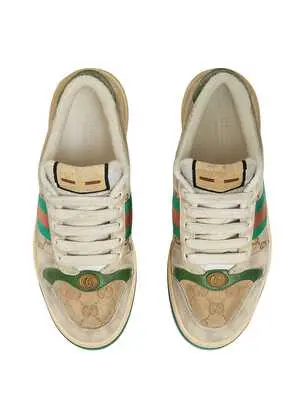 Gucci Screener Leather Sneakers - Beige