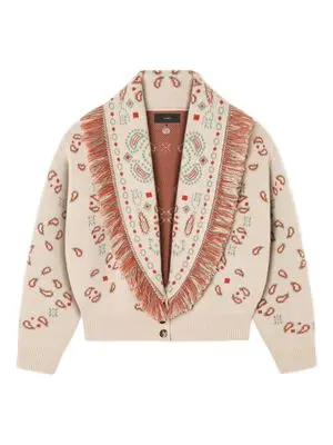 Alanui Bandana Jacquard Cashmere And Wool Cardigan