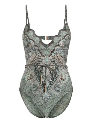 Zimmermann Wanderlust Paisley Print Swimsuit - Green