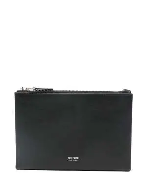 TOM FORD Leather Zip Pouch - Black