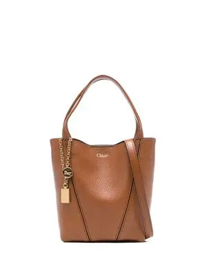 Chloé Spin Small Leather Tote - Leather Brown