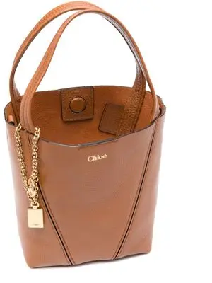 Chloé Spin Small Leather Tote - Leather Brown