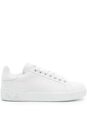 Dolce & Gabbana Portofino Leather Sneakers - White