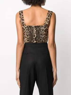 Dolce & Gabbana Leopard Print Bustier Top - Brown