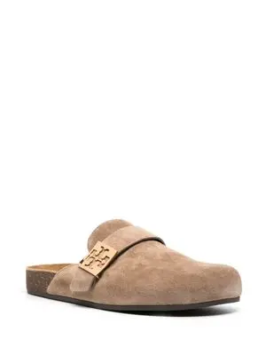 Tory Burch Mellow Suede Leather Slippers - Grey