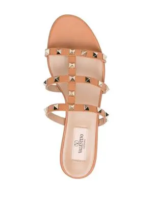 Valentino Garavani Rockstud Leather Sandals - Leather Brown