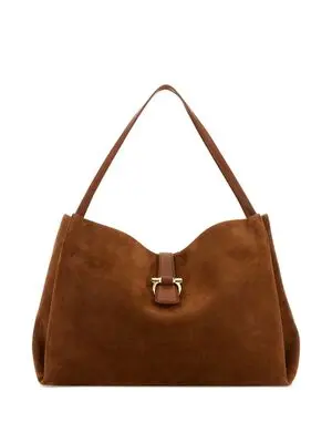 FERRAGAMO Medium Leather Shoulder Bag - Beige
