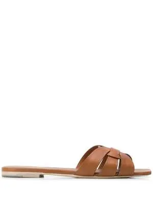 Saint Laurent Tribute Nu Pieds Leather Sandals - Leather Brown