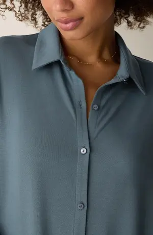 Eileen Fisher Long-sleeve Oval Jersey Shirtdress