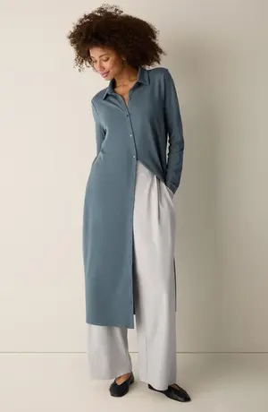Eileen Fisher Long-sleeve Oval Jersey Shirtdress