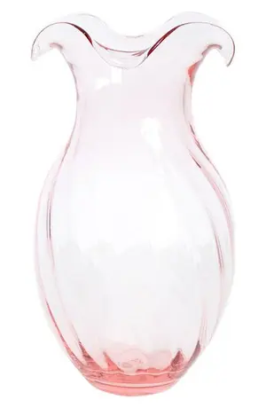 VIETRI Hibiscus Fluted Glass Vase - Pink