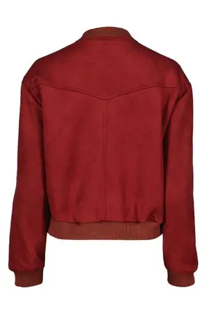 BISHOP + YOUNG Chelsea Faux Suede Bomber Jacket - Crimson