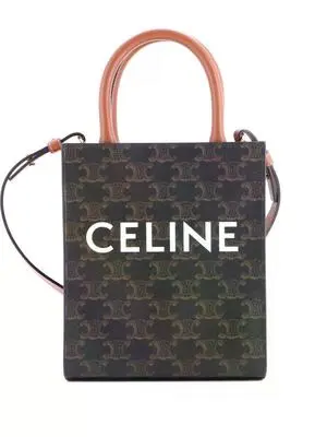 Celine Vertical Cabas Tote Triomphe Coated Canvas Mini Satchel - Brown