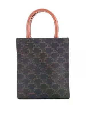 Celine Vertical Cabas Tote Triomphe Coated Canvas Mini Satchel - Brown