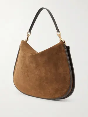 Etro Embroidered Leather-trimmed Suede Shoulder Bag